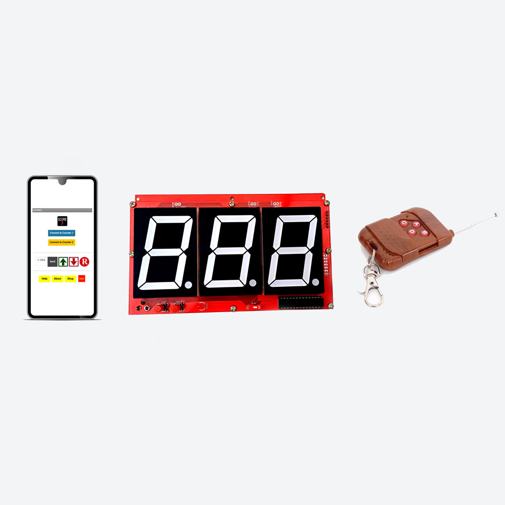 SCORE3A- 2.3" Bluetooth and RF controlled 3 digits up and down counter ...