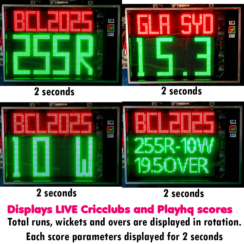 DIY Cricket Scoreboard Kit with Dual-Color P10 Dot Matrix Displays, Bl ...