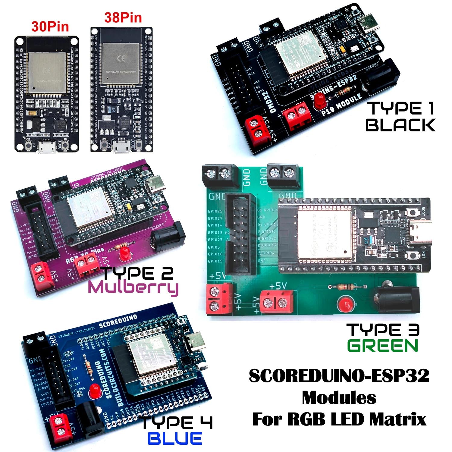 SCOREDUINO-ESP32 Modules For P3, P4 and P5 Indoor RGB LED Matrix Displ ...